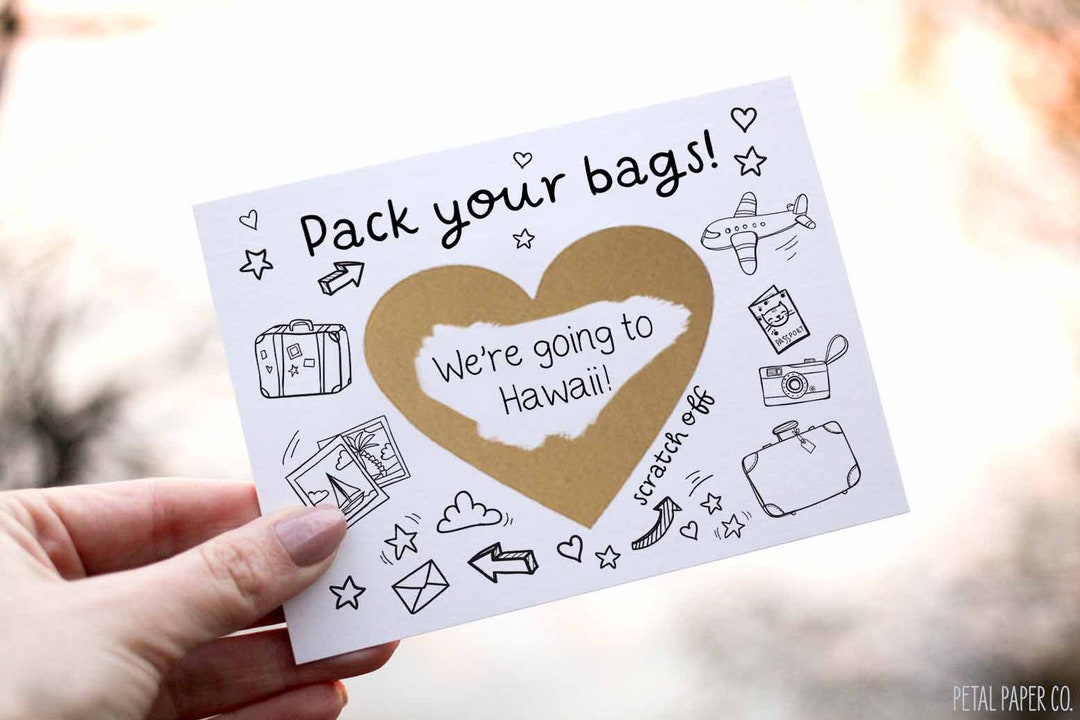 Pack Your Bags Surprise Travel Card Scratch Off Card Surprise Vacation