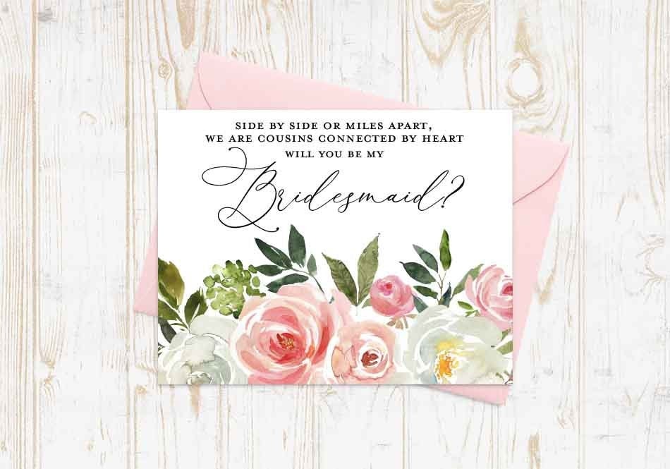 Cousin Bridesmaid Card Bridesmaid Proposal Card for Cousin - Etsy