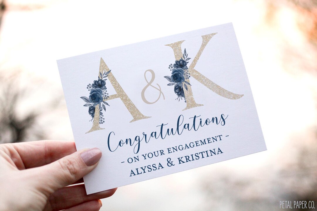 Engagement Congratulations Card - Personalized Engagement Party Card ...