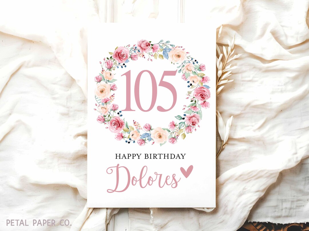 105th Birthday Card, Friend Birthday Card, Personalized With Name ...