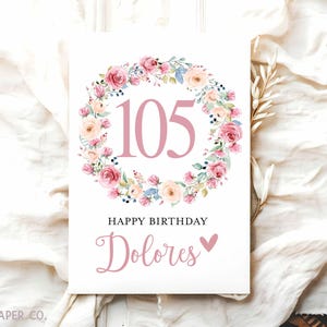 105th Birthday Card, Friend Birthday Card, Personalized With Name ...