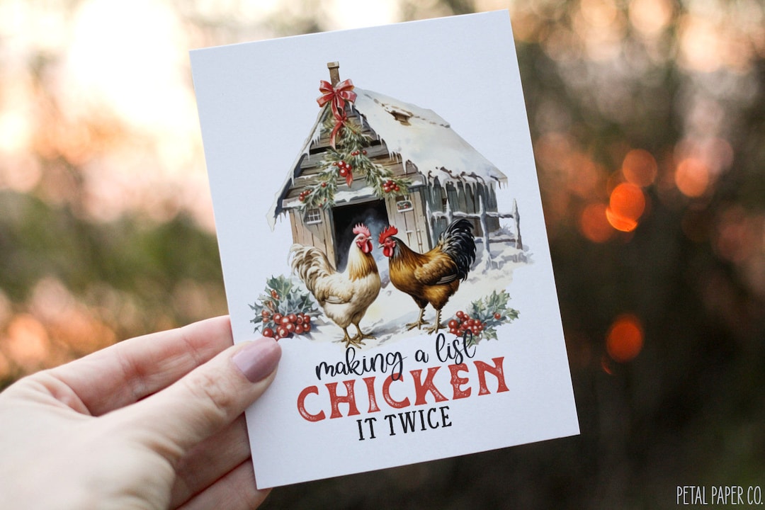 Chicken Christmas Card, Hen Christmas Card, Farm Christmas, Cute ...