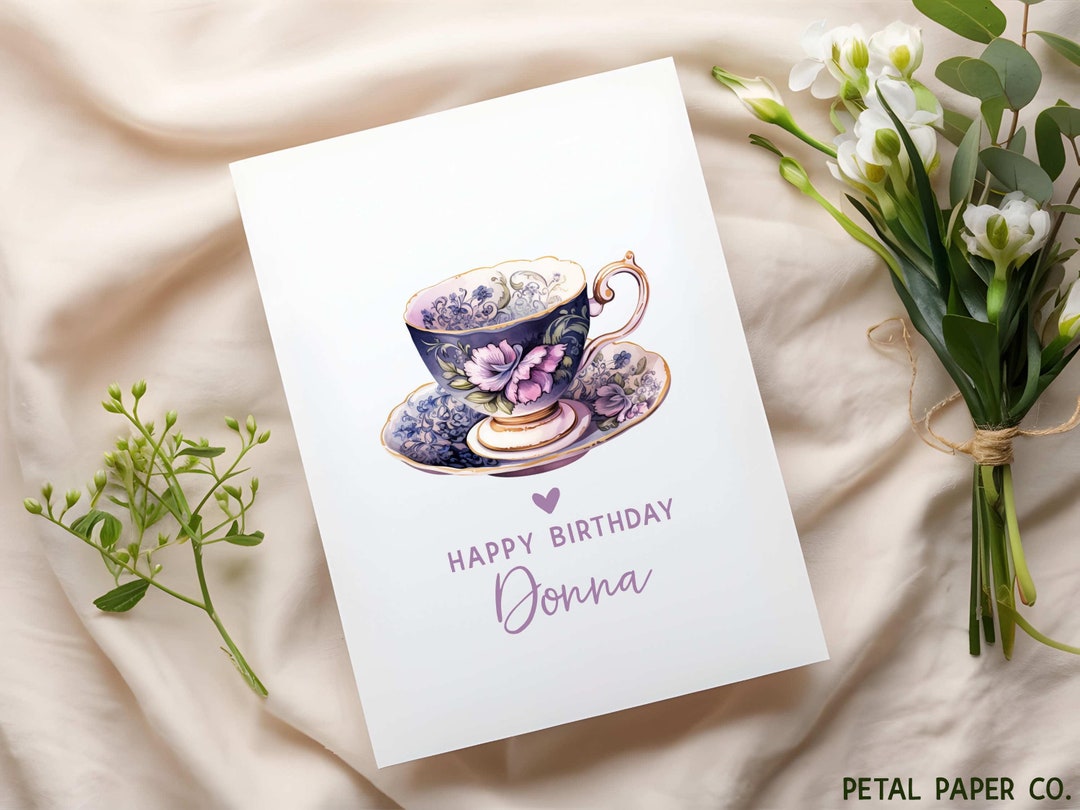 Tea Birthday Card, Teacup Birthday Card, Tea Lover, Personalized With ...