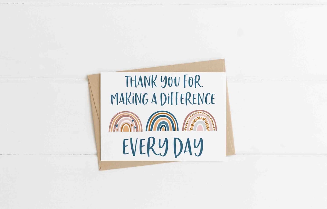 Thank You for Making A Difference Every Day, Thank You Card, Teacher ...
