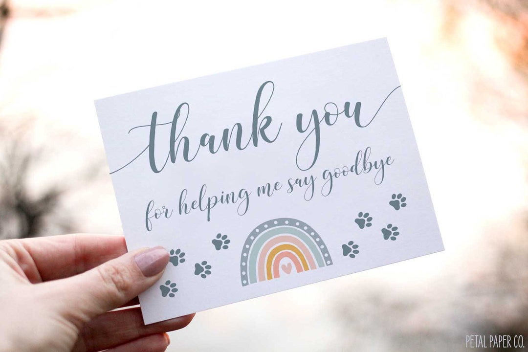 Thank You for Helping Me Say Goodbye, Pet Loss Card, Veterinarian ...