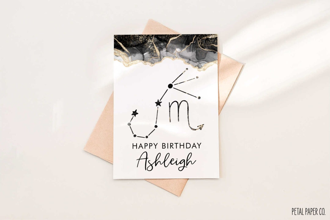 Scorpio Birthday Card, Zodiac Birthday Card, Astrological, Personalized ...
