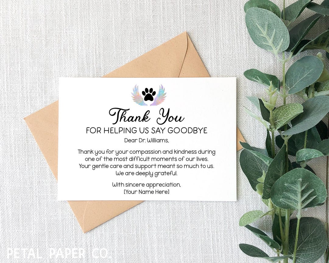 Card for Veterinarian, Pet Loss, Veterinarian Appreciation, Thank You ...