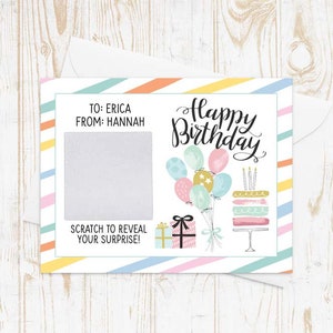 Custom Scratch off Birthday Card Personalized Gift Scratch off Surprise ...