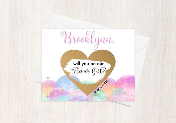 Flower Girl Proposal Card Scratch off Scratch off Flower | Etsy