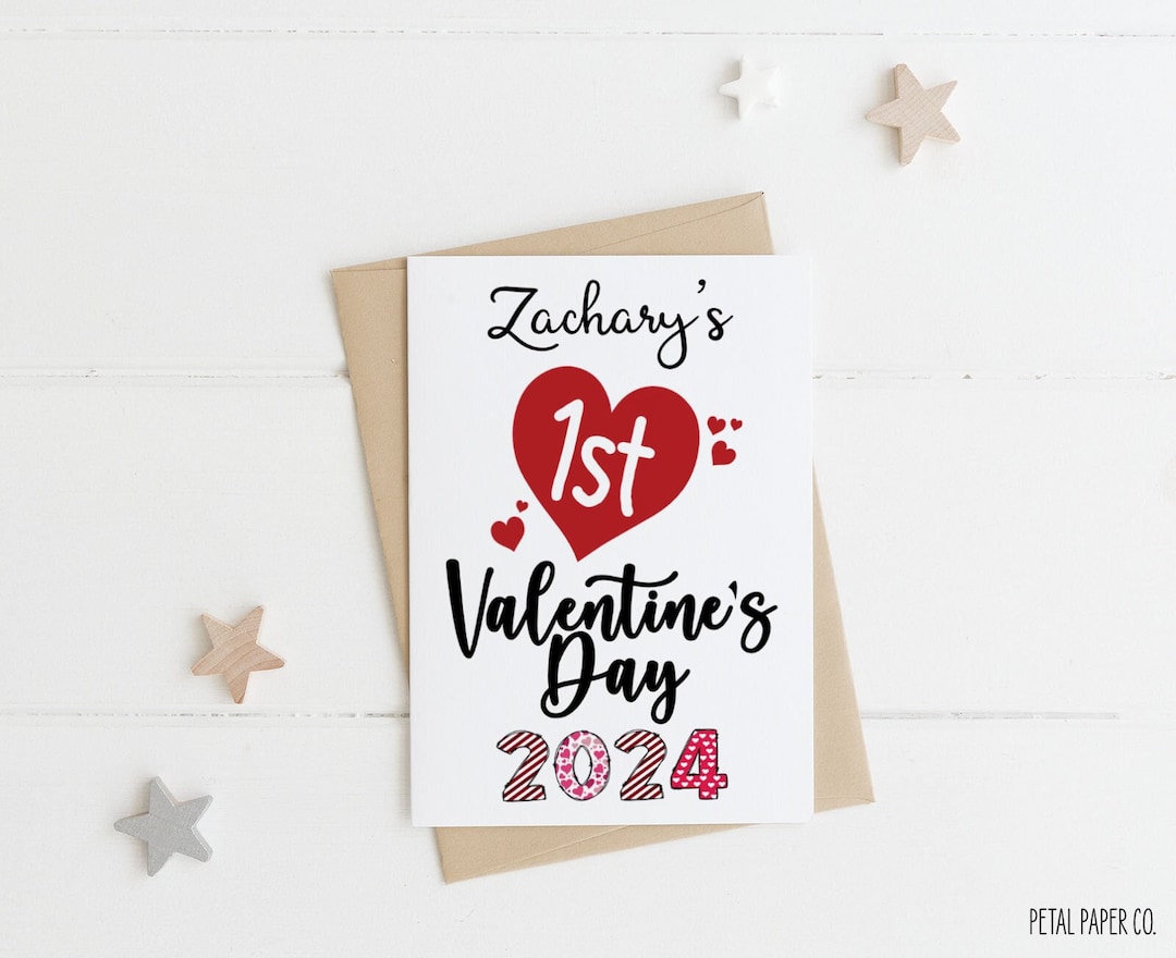 First Valentine's Day Baby Card, PERSONALIZED Valentines Card, Baby's ...