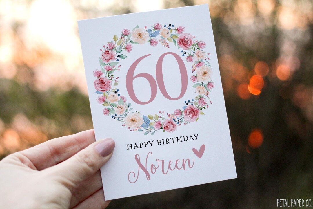 60th Birthday Card, Friend Birthday Card, Personalized With Name, 60th ...
