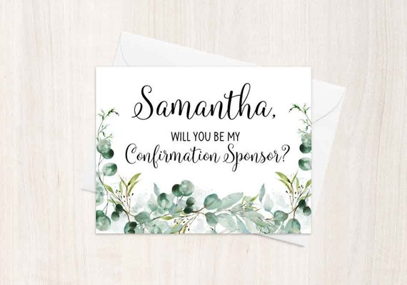 Will You Be My Confirmation Sponsor Card Personalized | Etsy