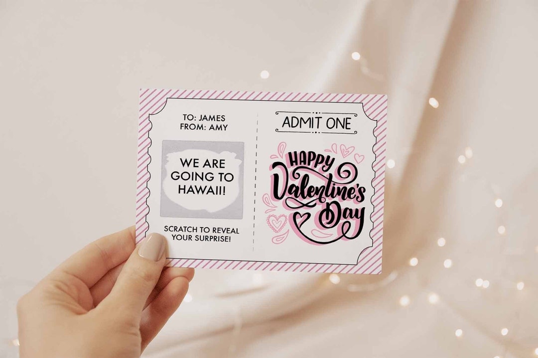 Custom Scratch off Valentine Ticket Card Personalized Scratch off ...
