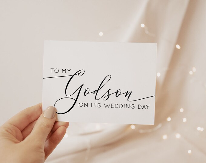PRINTED to My Godson on Your Wedding Day Wedding Party Greeting Card ...