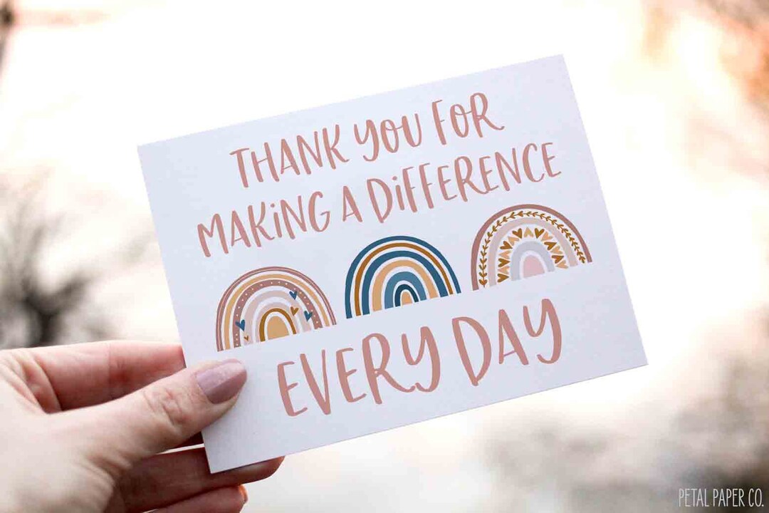 Thank You for Making A Difference Every Day, Thank You Card, Teacher ...
