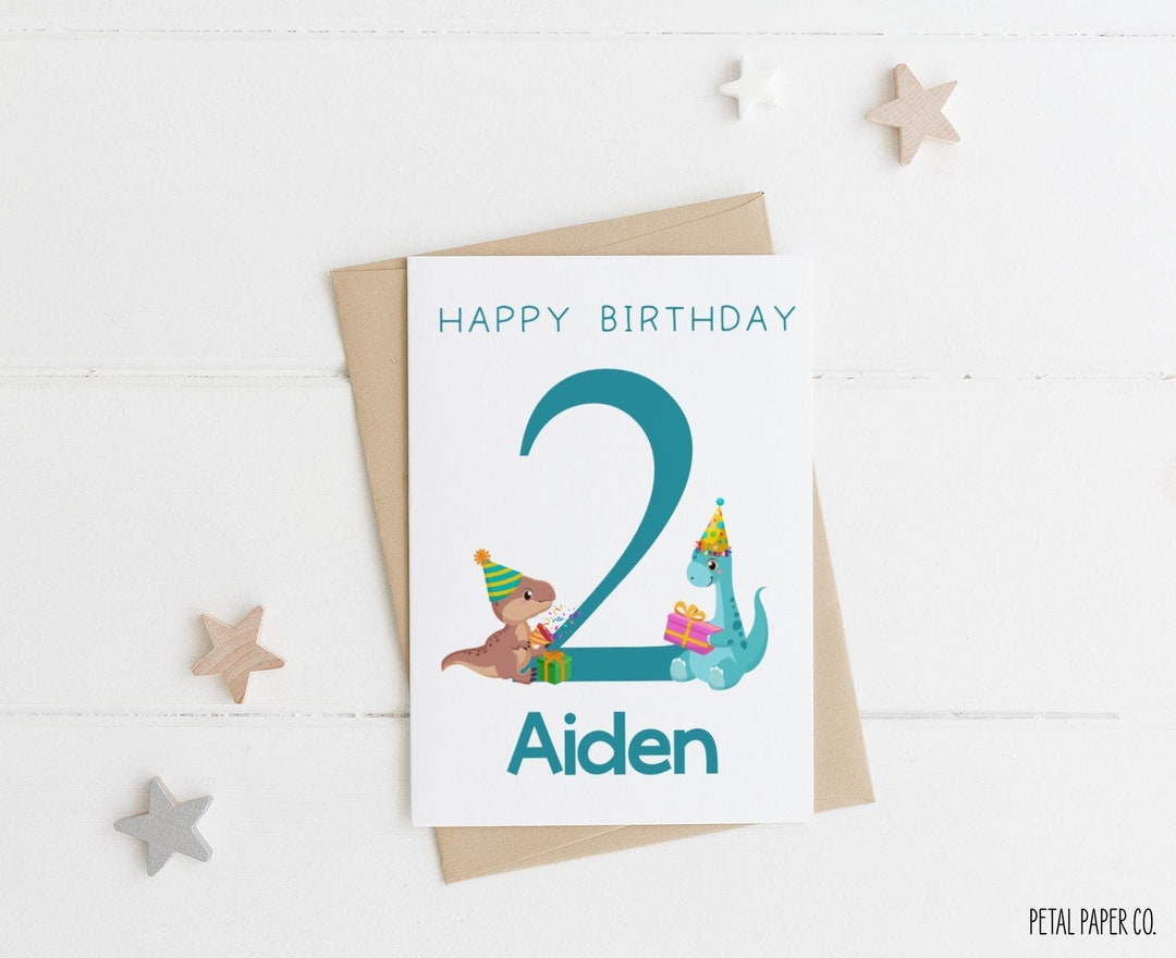 2nd Birthday Card Boy, Boy Birthday Card, Personalized With Name ...