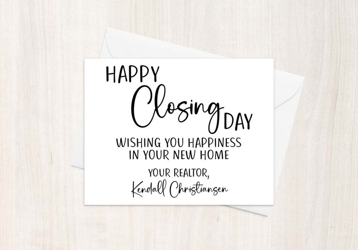 Closing Day Card, Thank You Card From Realtor, for Buyer, Happy Closing ...