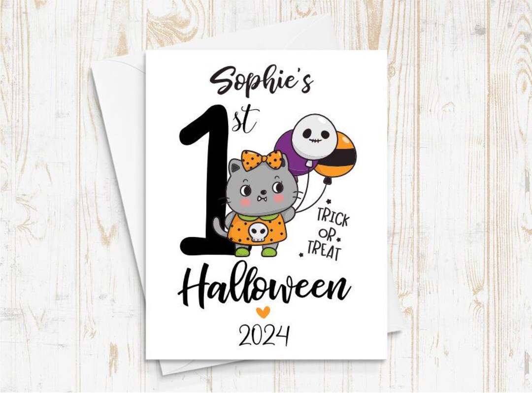 First Halloween Baby Card, PERSONALIZED Halloween Card, Baby's 1st ...