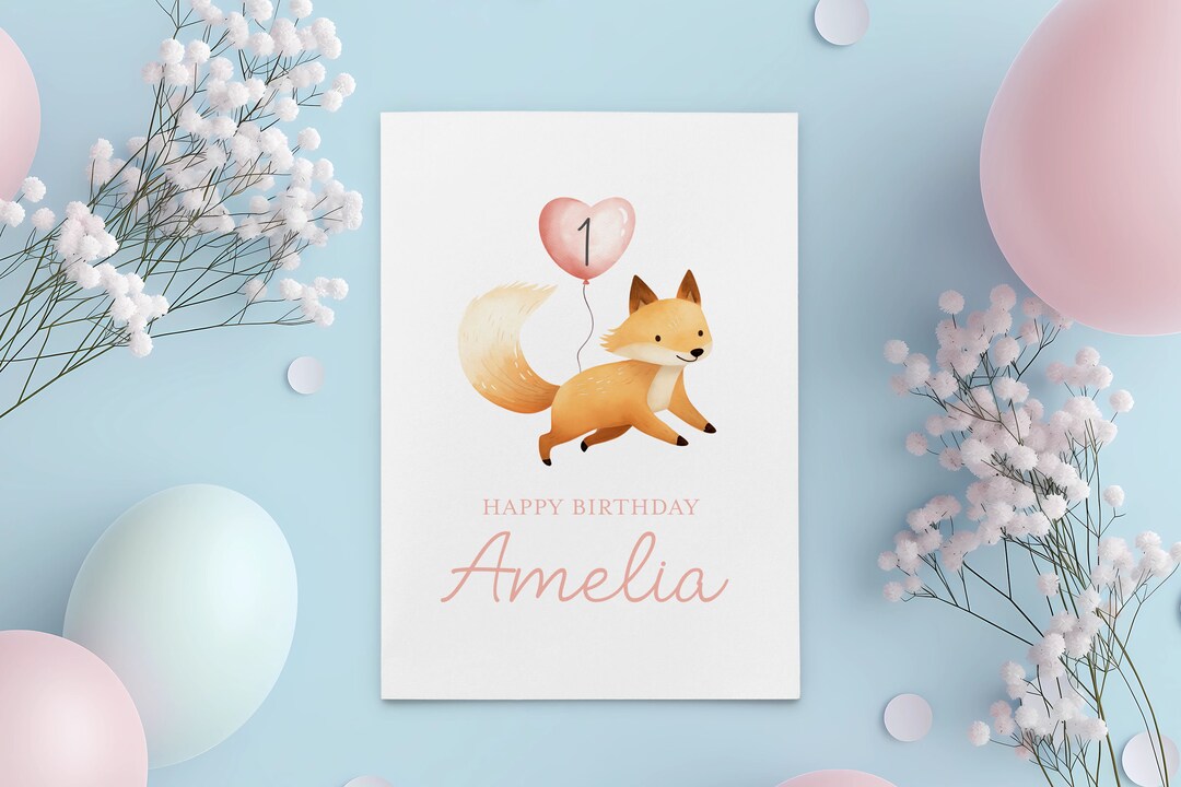 Fox Birthday Card, for Granddaughter, for Niece, for Daughter, Girl ...