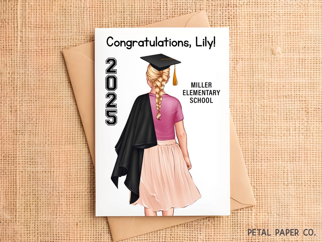 Elementary Graduation Card, Congratulations Card, 6th Grade Graduation ...
