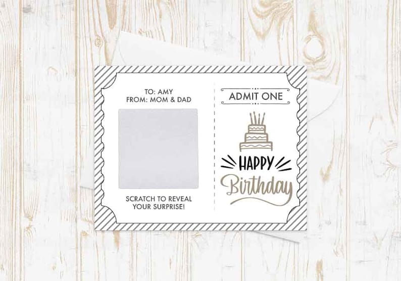 Custom Scratch off Birthday Ticket Card Personalized Gift - Etsy