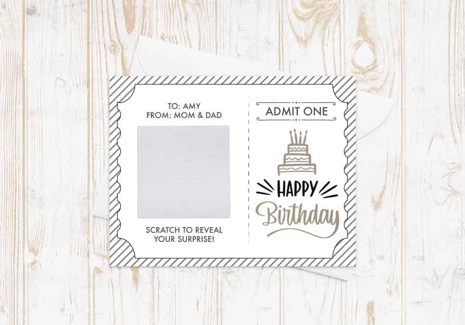 Custom Scratch off Birthday Ticket Card Personalized Gift - Etsy
