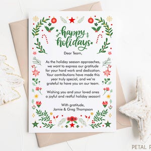 Employee Christmas Card, Thank You Staff Christmas Card, Holiday Thank ...