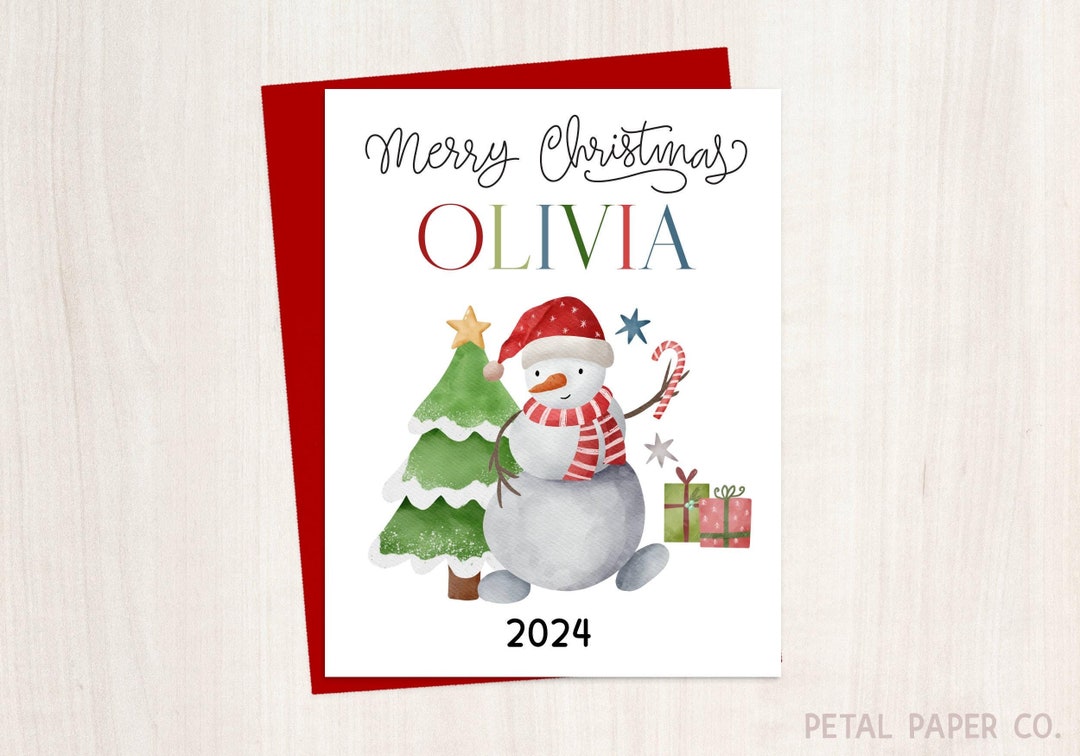 Christmas Card Baby Girl, Boy Christmas Card, Cute Snowman ...