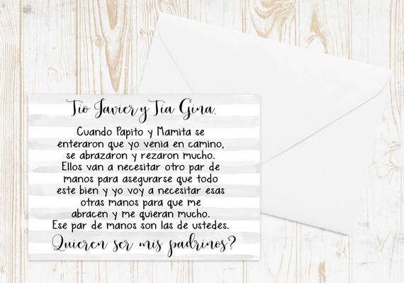 SPANISH Godparents Padrinos Proposal Card Padrinos Card | Etsy