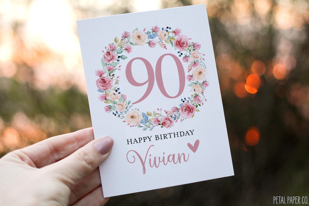 90th Birthday Card, Friend Birthday Card, Personalized With Name, 90th ...