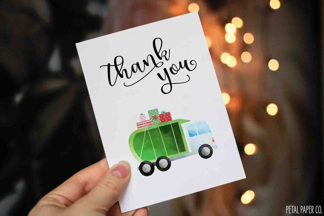Waste Collector Christmas Card, Garbage Man Card, Garbage Truck, Happy ...