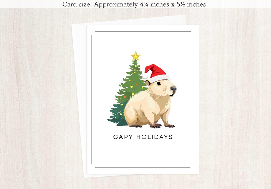 Capybara Christmas Card, Capy Christmas Card, Animal Christmas, Cute ...