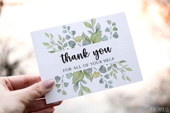 Thank You For Your Help Cards
