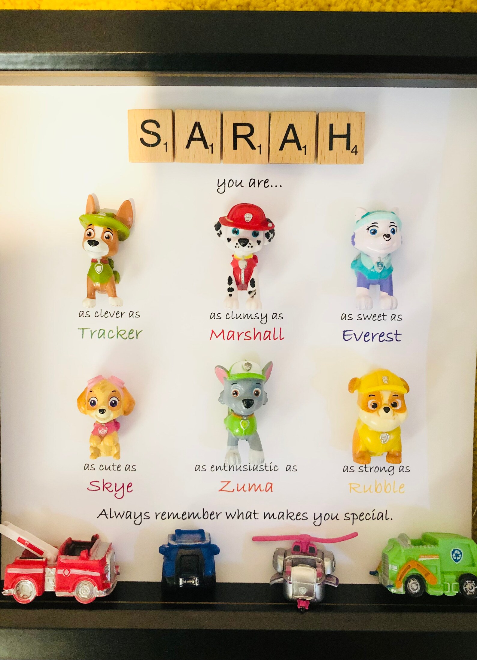 Personalised Mini Figures Paw Patrol Style Frame for Girls and | Etsy