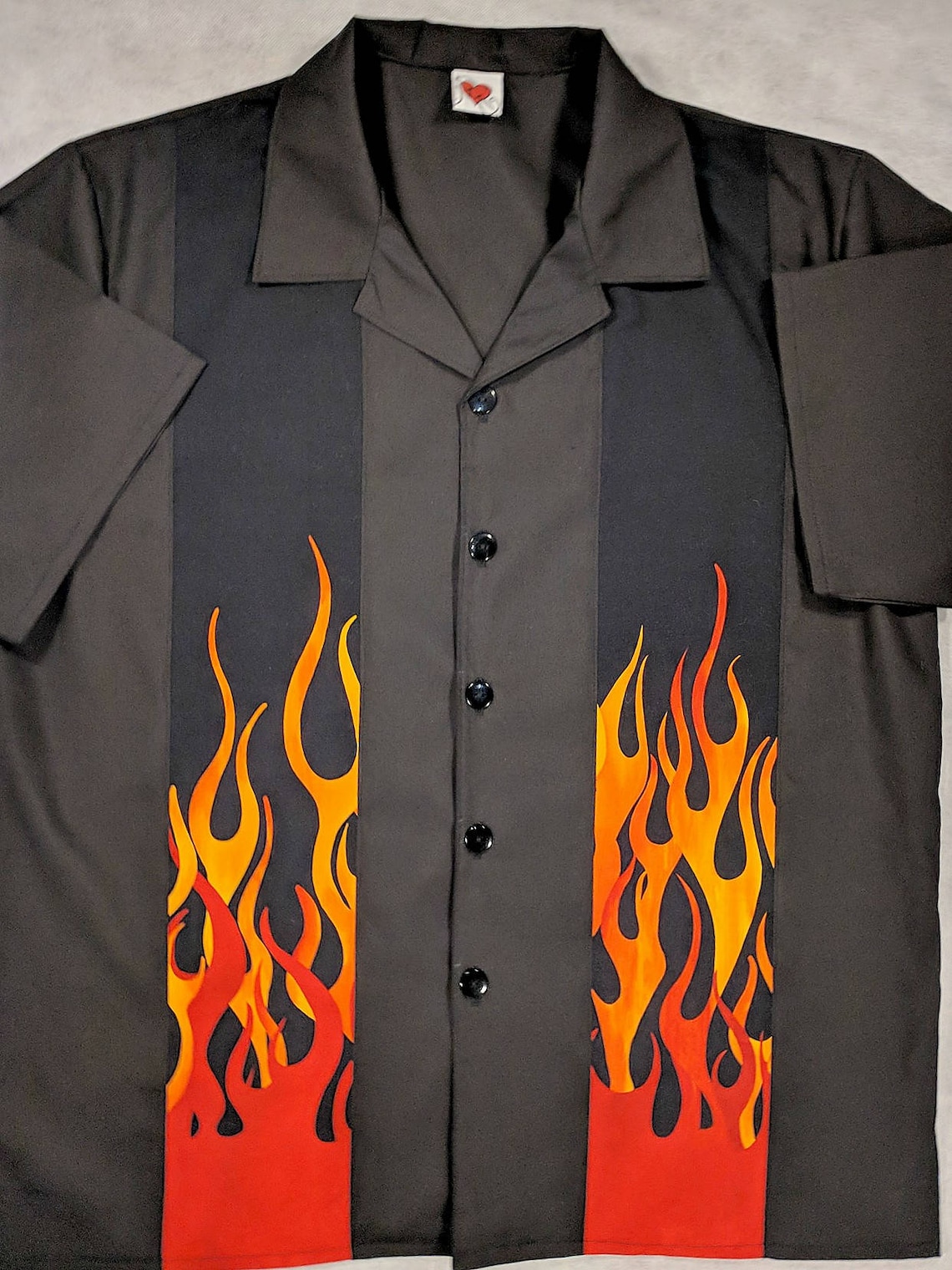 Flame Shirt Bowling Shirt Flames Fire Rockabilly Vintage - Etsy
