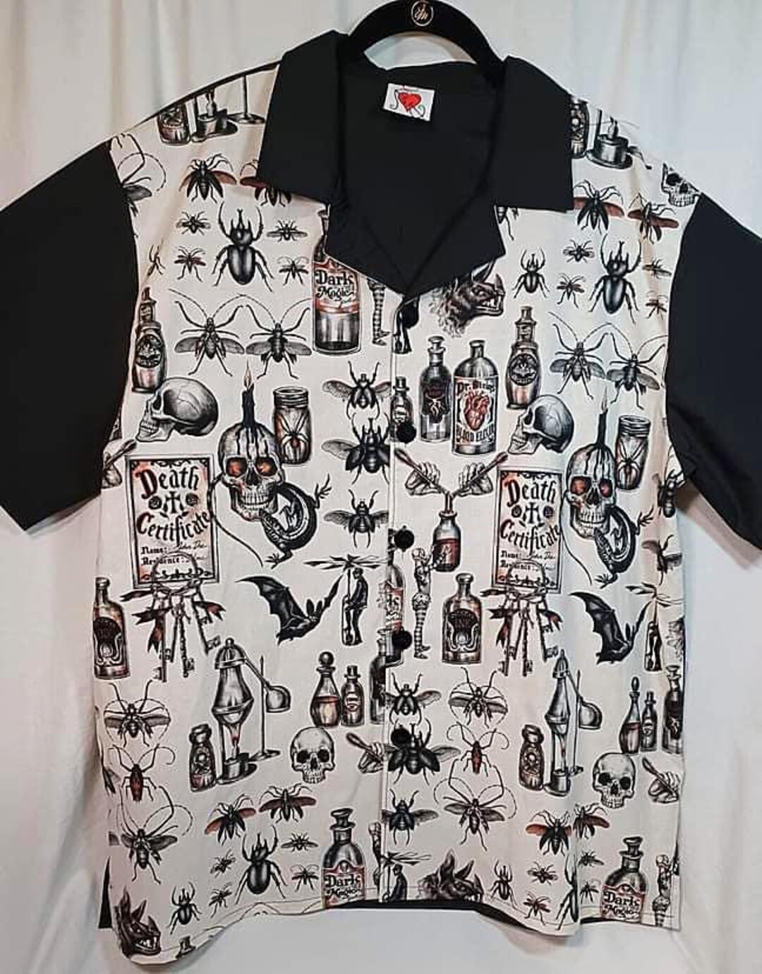 Creepy Bowling Shirt, Goth Shirt, Bowling Shirt, Camp Shirt, Halloween ...