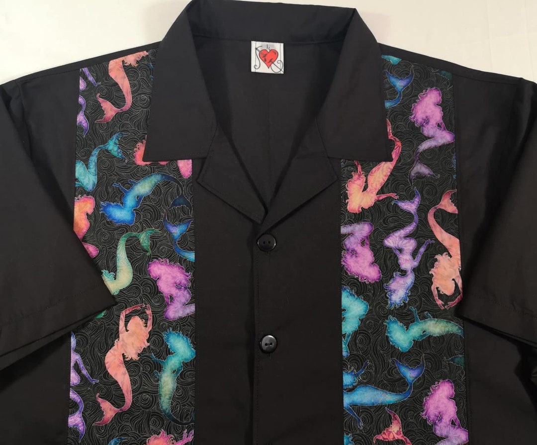 Men's bowling shirt, Mermaid shirt, mermaids, Camp Shirt, pinups - Etsy ...