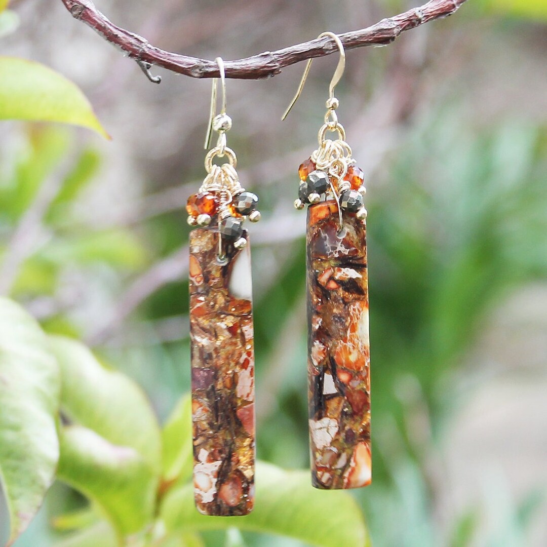 Orange and Gold Sea Sediment Jasper & Pyrite Semi Precious - Etsy