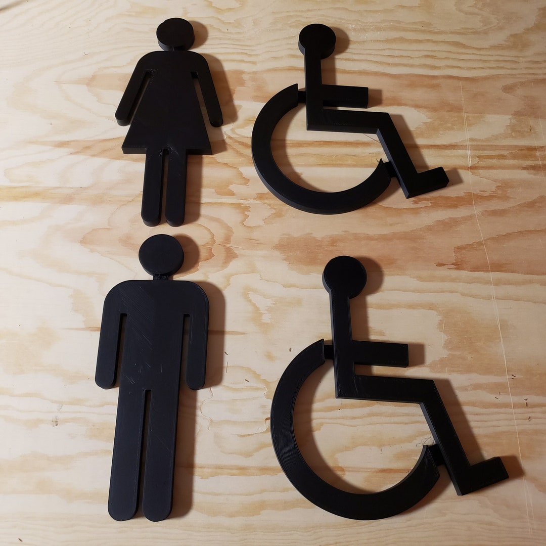 3D Printed Washroom Restroom Signs Accessible Wheelchair Male Female - Etsy