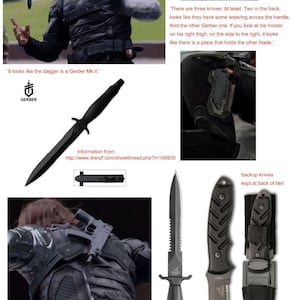 3D Printed Knife Set for Winter Soldier Cosplay Gerber SOCP Yari MK II ...