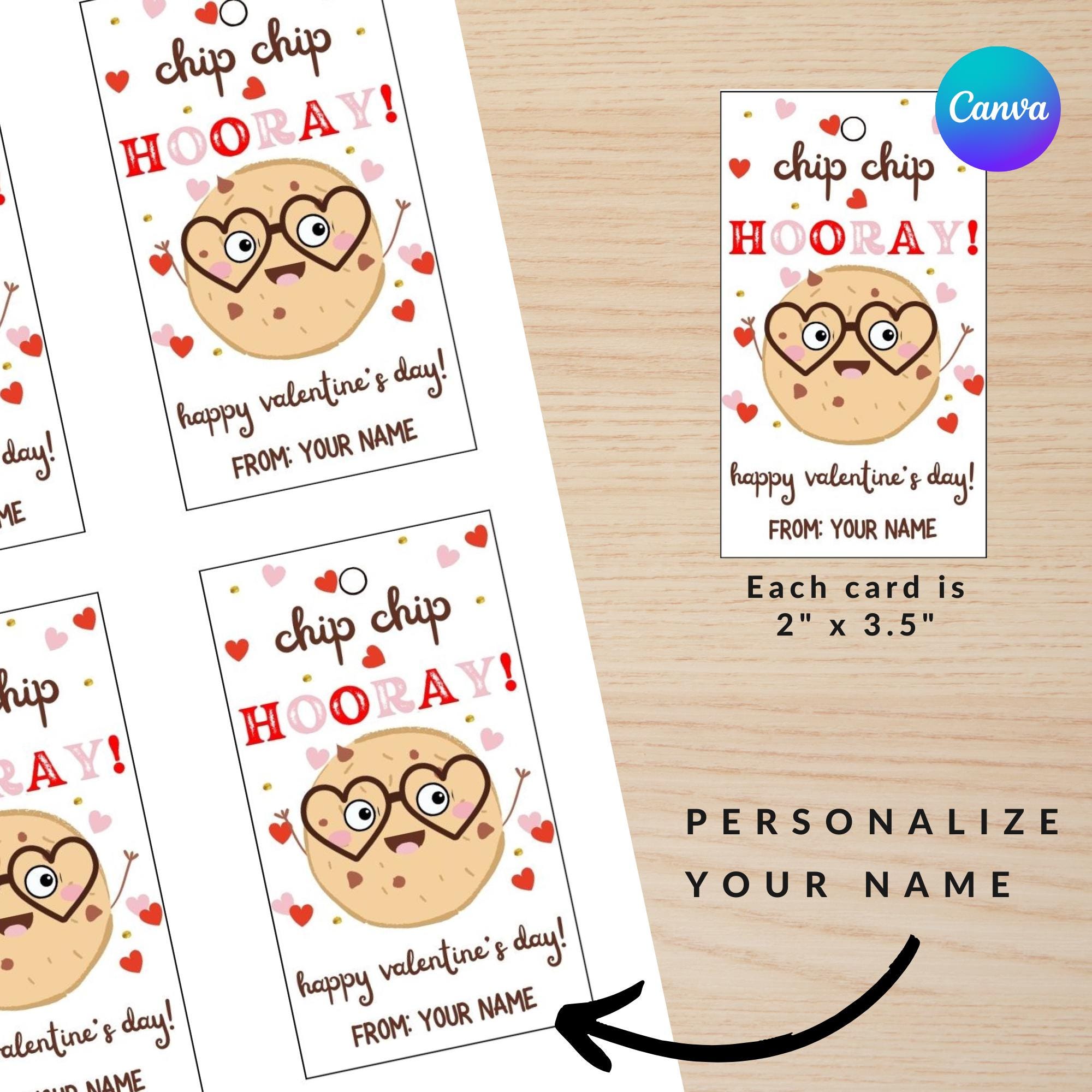 Chip Chip Hooray Valentines Day Gift Tag Editable Valentines Gift Tags ...