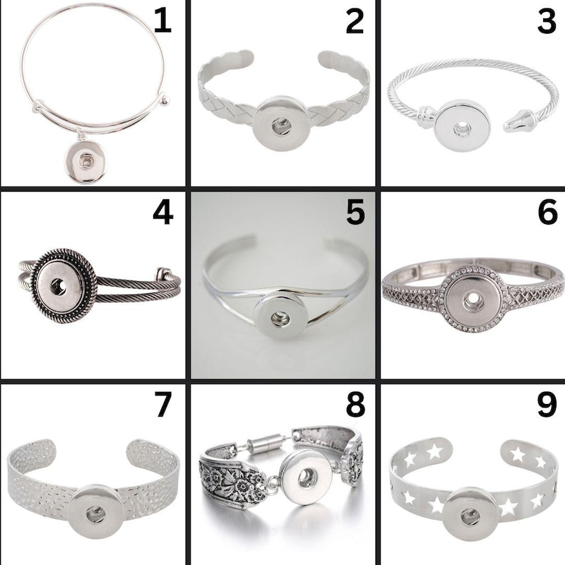 Silver Bangles Snap On - Etsy