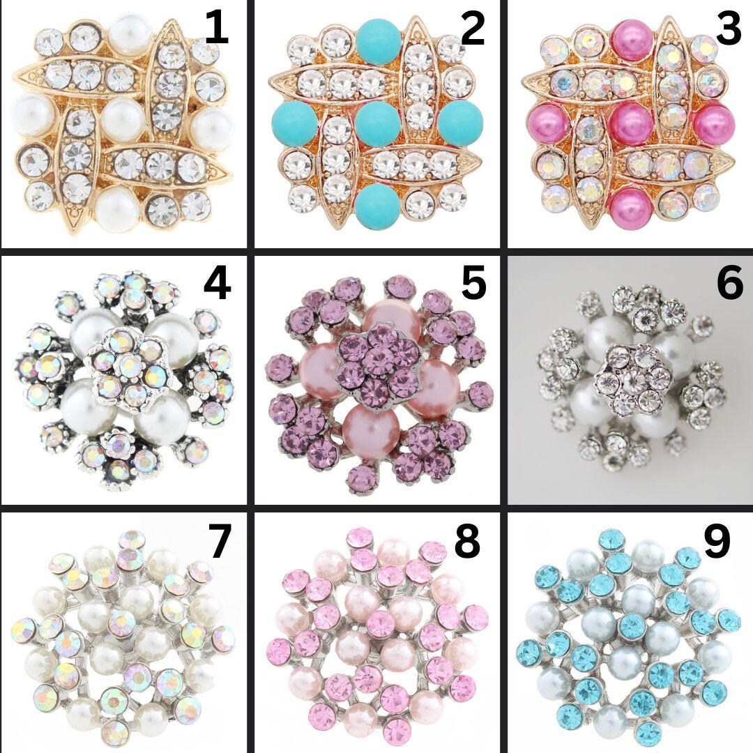 18mm/20mm Pearl and Rhinestone Snaps for Snap Jewelry - Item #8454-9158 ...