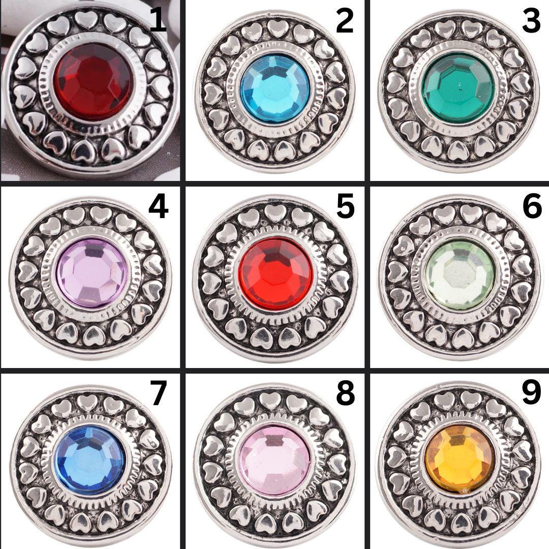 18mm/20mm Birthstones W/mini Hearts Snaps - Item# 5033-5035-5037-5038 ...