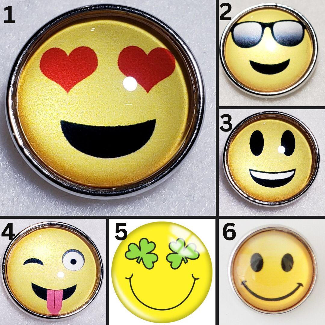 18mm/20mm Smiley Face Glass Snaps for Snap Jewelry - Item# 0345-0355 ...