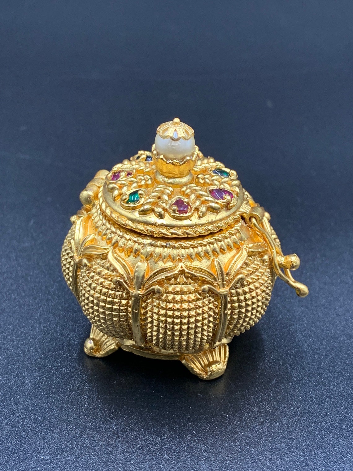 Kumkum & Turmeric Box/ Sindoor Box/ Ring Box/ Puja Box/ Gold - Etsy
