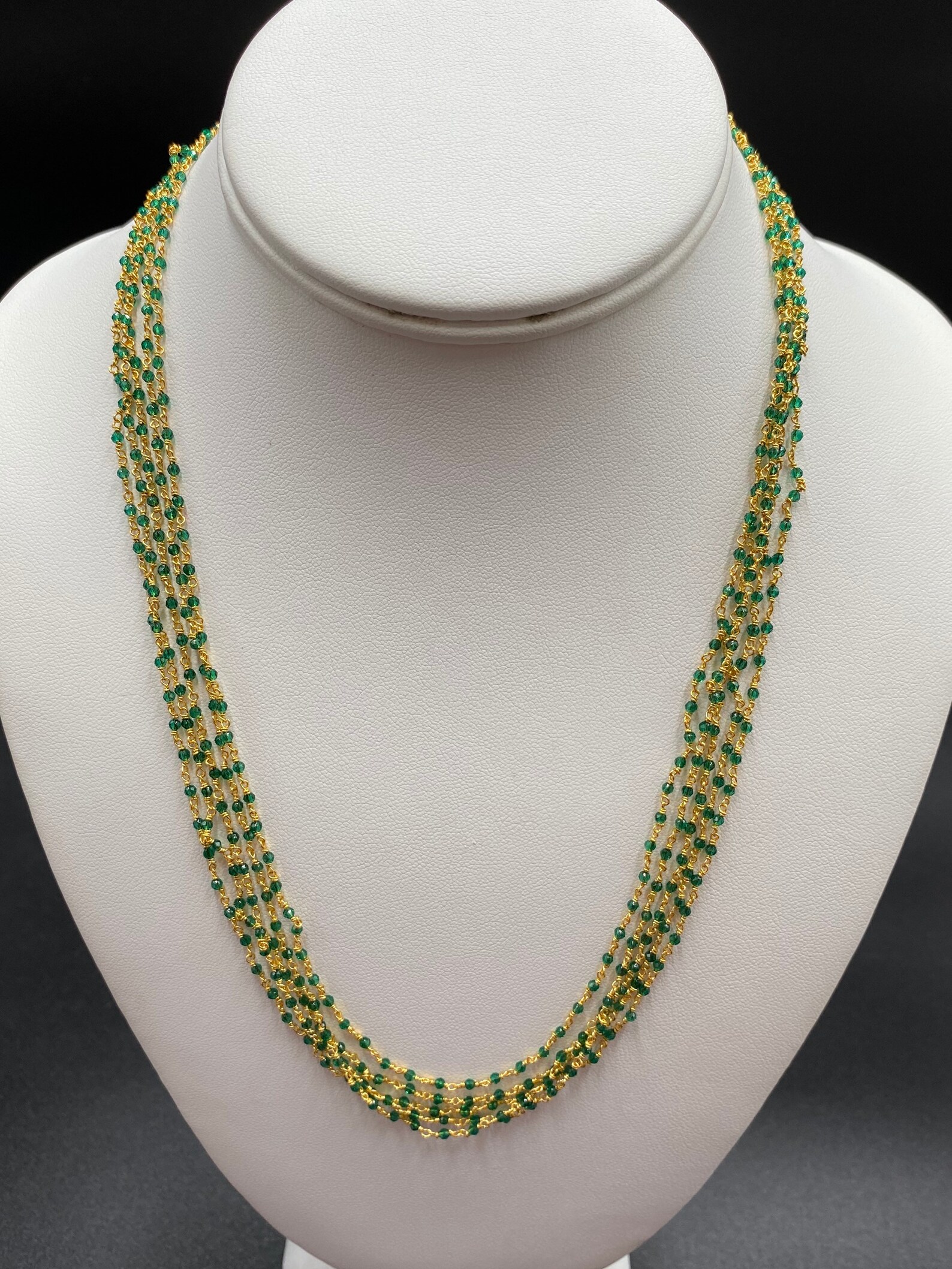 Green Beads Chain/ Green Crystal Beads Chain/ Emerald Beads/ Party Wear ...