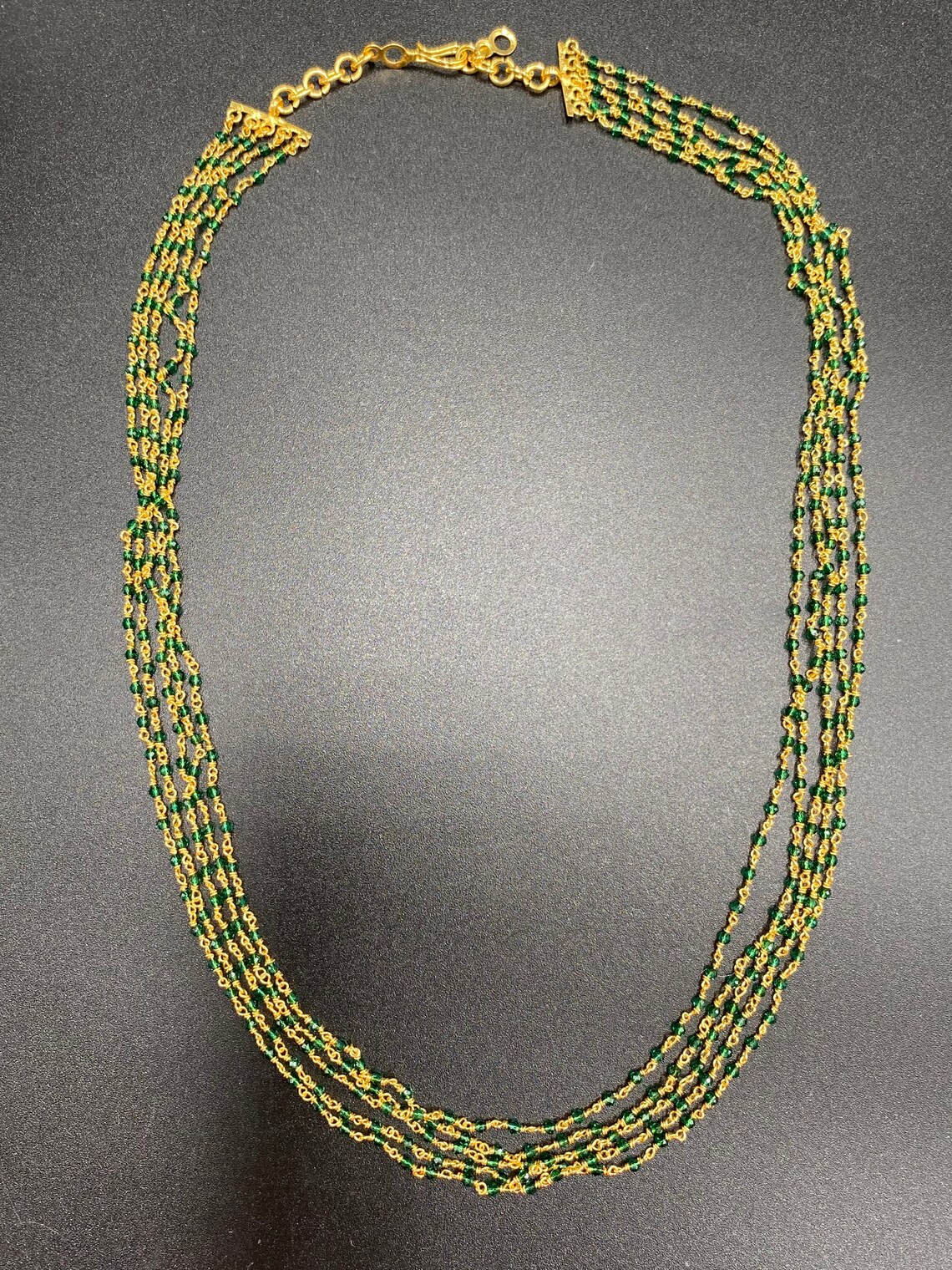Green Beads Chain/ Green Crystal Beads Chain/ Emerald Beads/ Party Wear ...