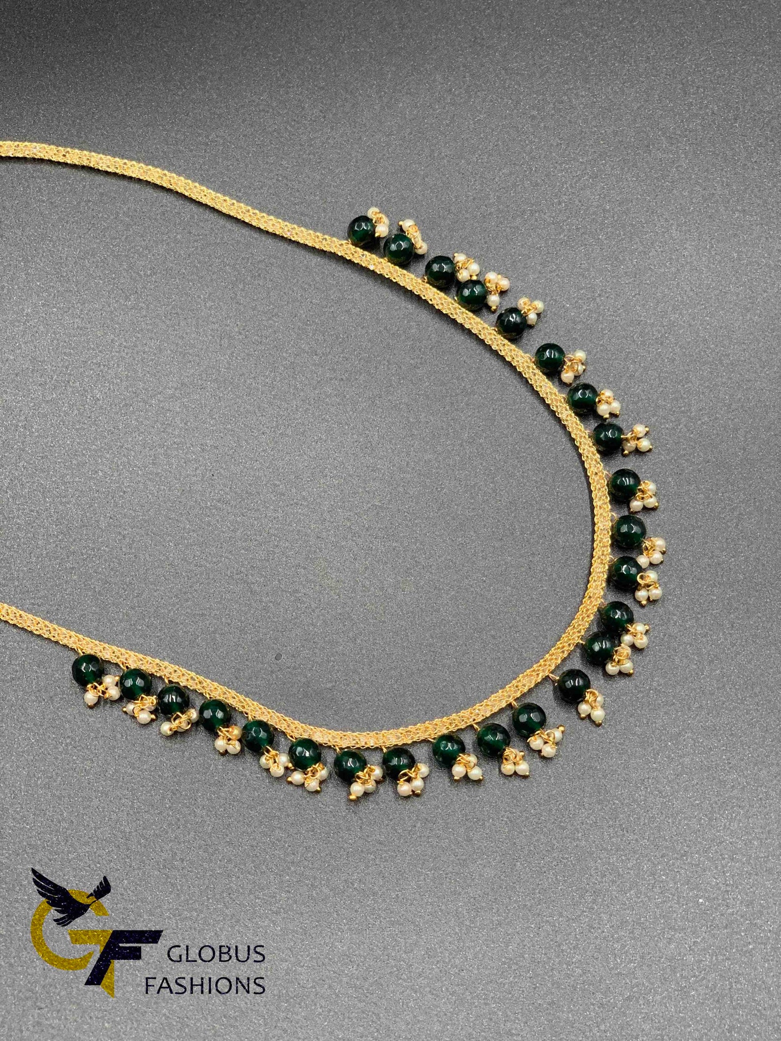 Green Beads Chain/ Party Wear Chain/ Pearls Chain/ Netted Chain/ Mesh ...