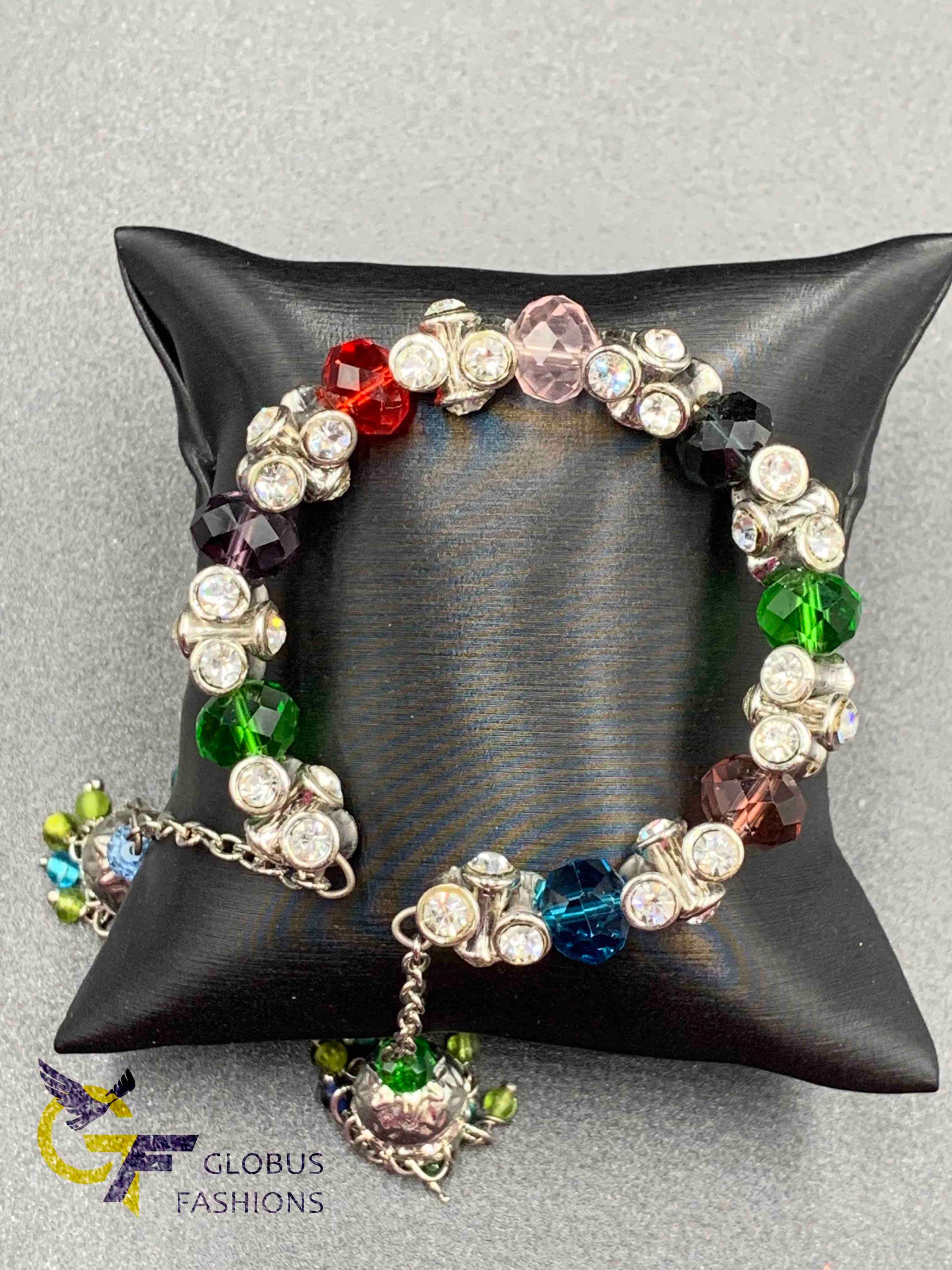 Silver Bracelet/ Crystal Beads Bracelet/ Cuff Bracelet/ Bracelet/ Party ...
